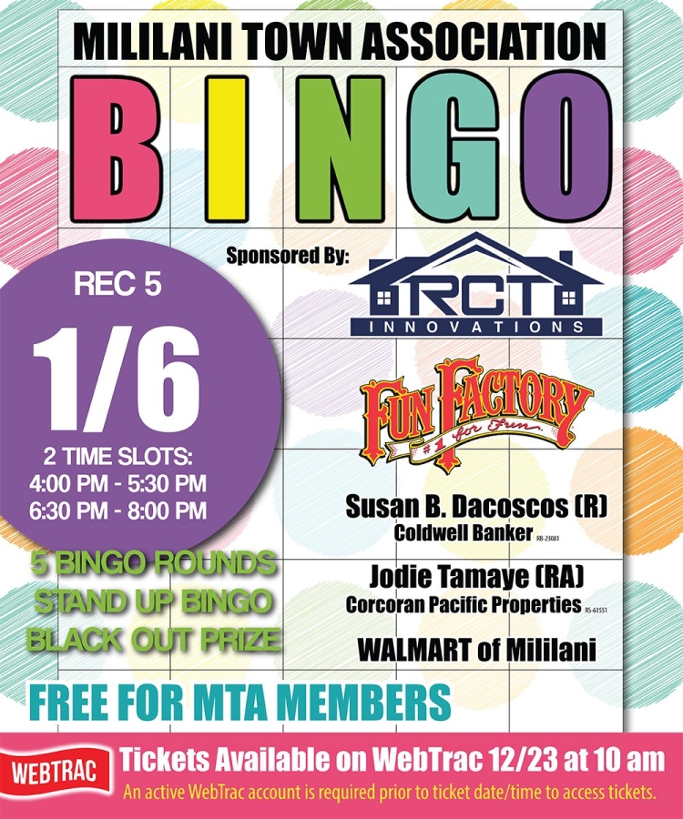 MTA BINGO | Mililani Town Association – Official Site